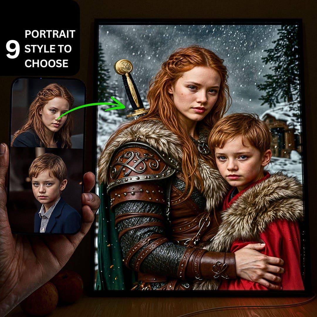 Custom Viking Portrait From Photo, Face Swap Viking Woman, Viking Son ...