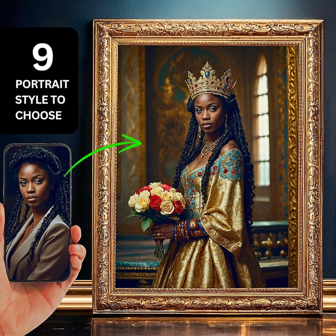Custom Royal African Queen Portrait From Photo, Make Me Royal ...