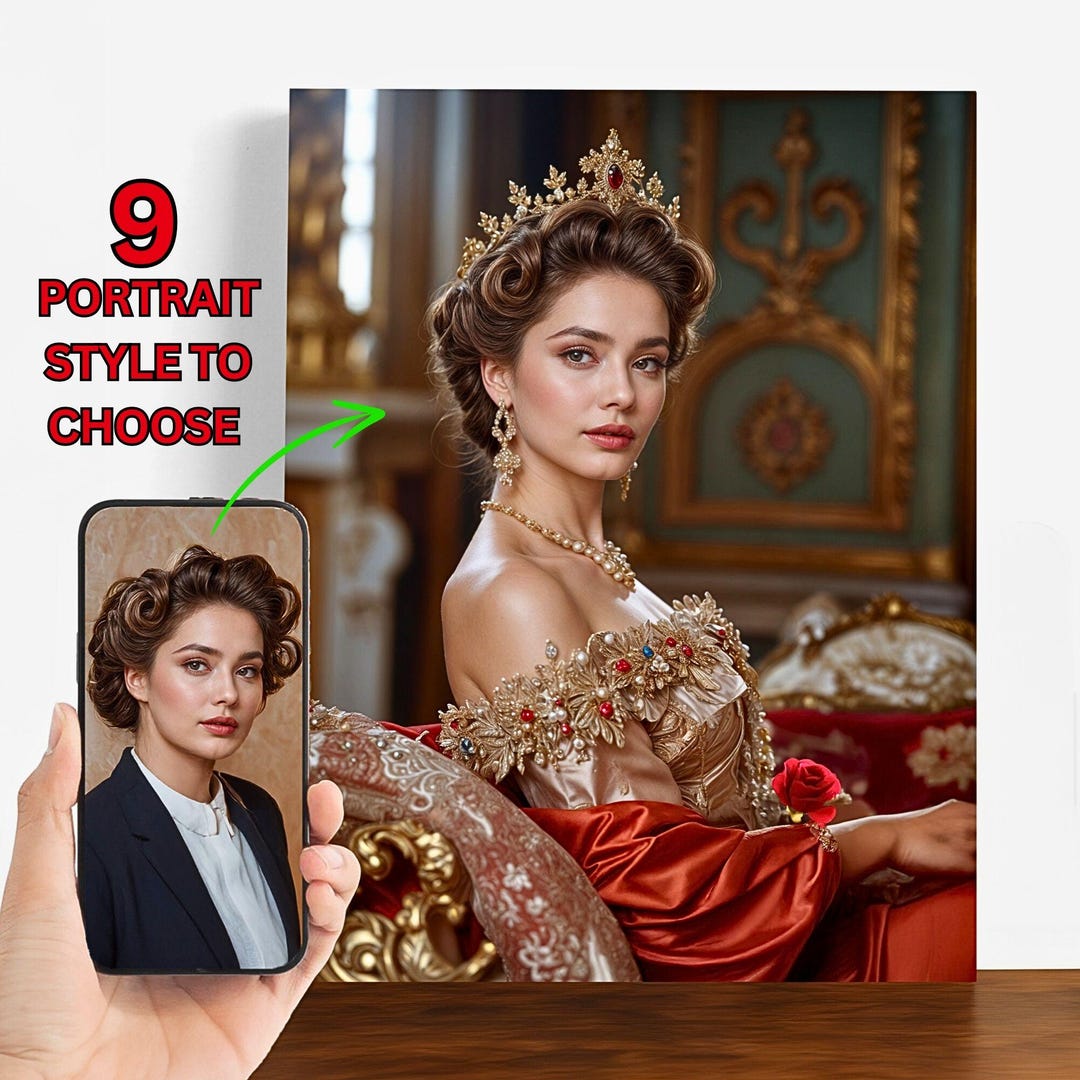 Custom Queen on Throne Royal Portrait With Photoshop Editing and Head ...