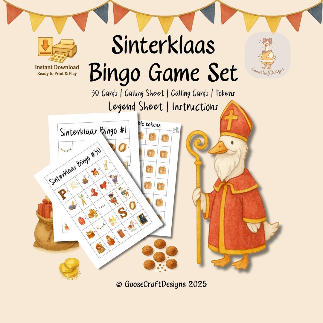 Sinterklaas Bingo Printable, Christmas Eve Game, 2 Versions Dutch & Eng ...