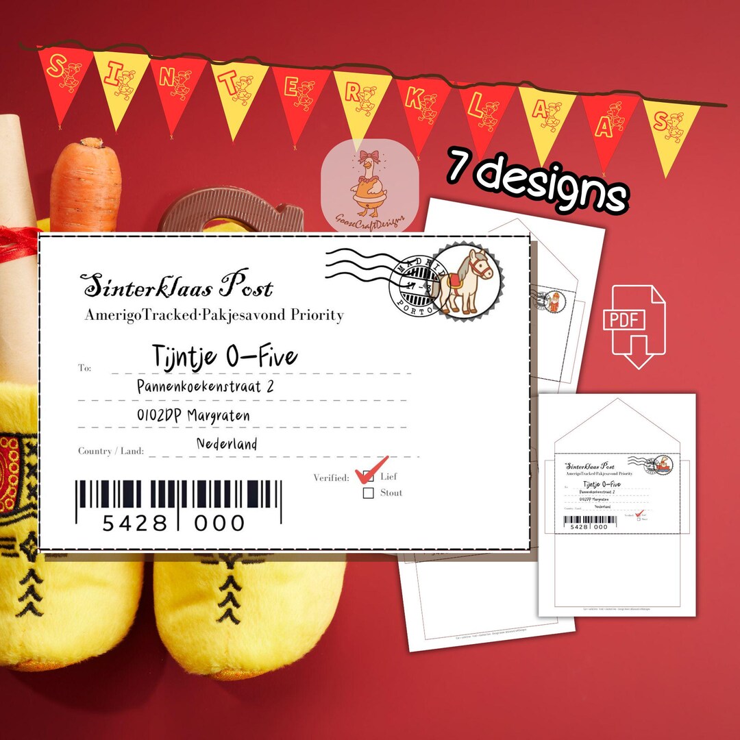 Sinterklaas Envelope Printable – 7 Designs | Editable Sinterklaas ...