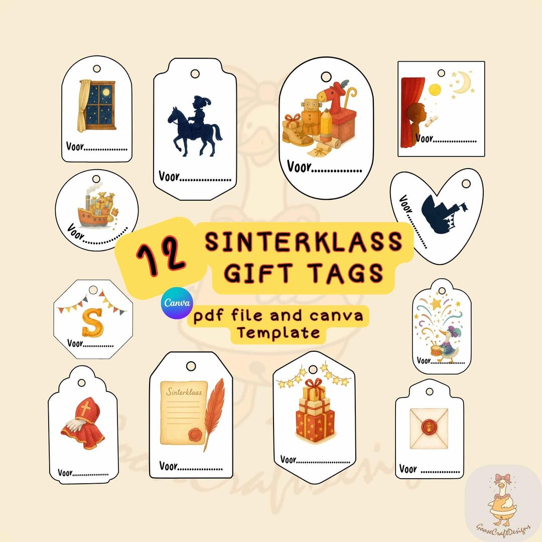 Sinterklaas Gift Tags & Labels Rady to Print Pdf and Png Files – 12 ...