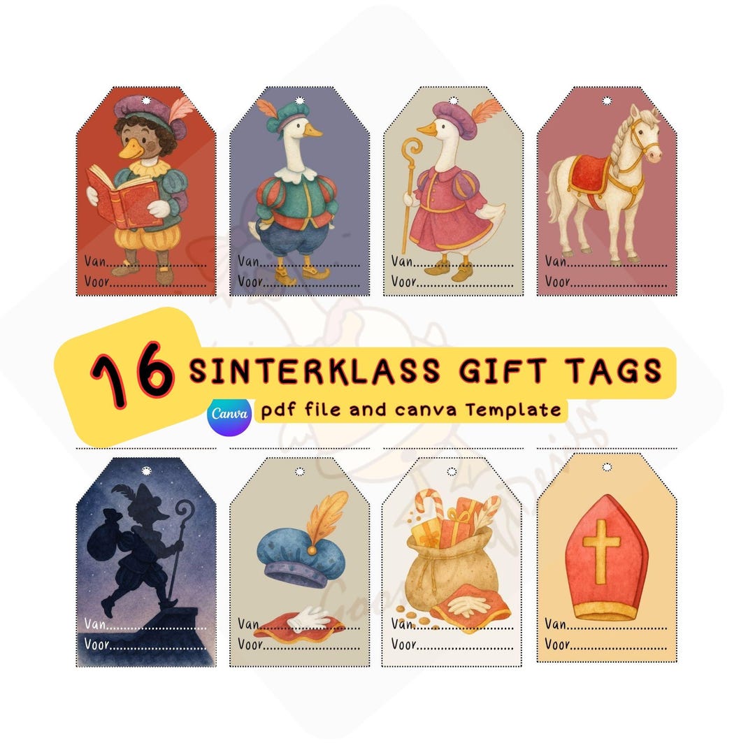 Printable Sinterklaas Gift Tags & Labels PDF File – Dutch Holiday Tag ...