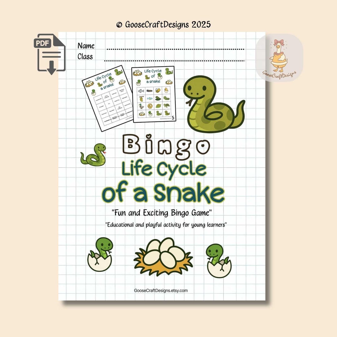 Bingo Cards Life Cycle of a Snake | Educational Printables Preschool ...