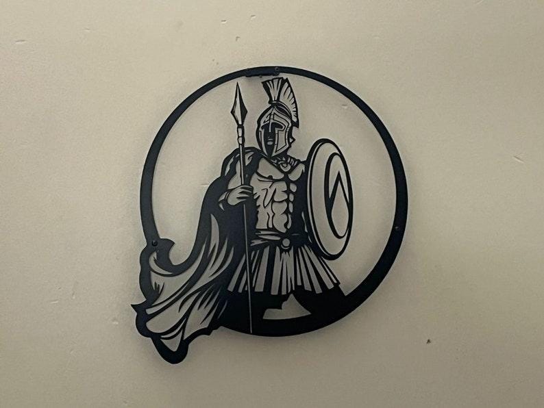 Spartan Metal Wall Art, Gladiator Metal Wall Decor , Antique Soldier ...