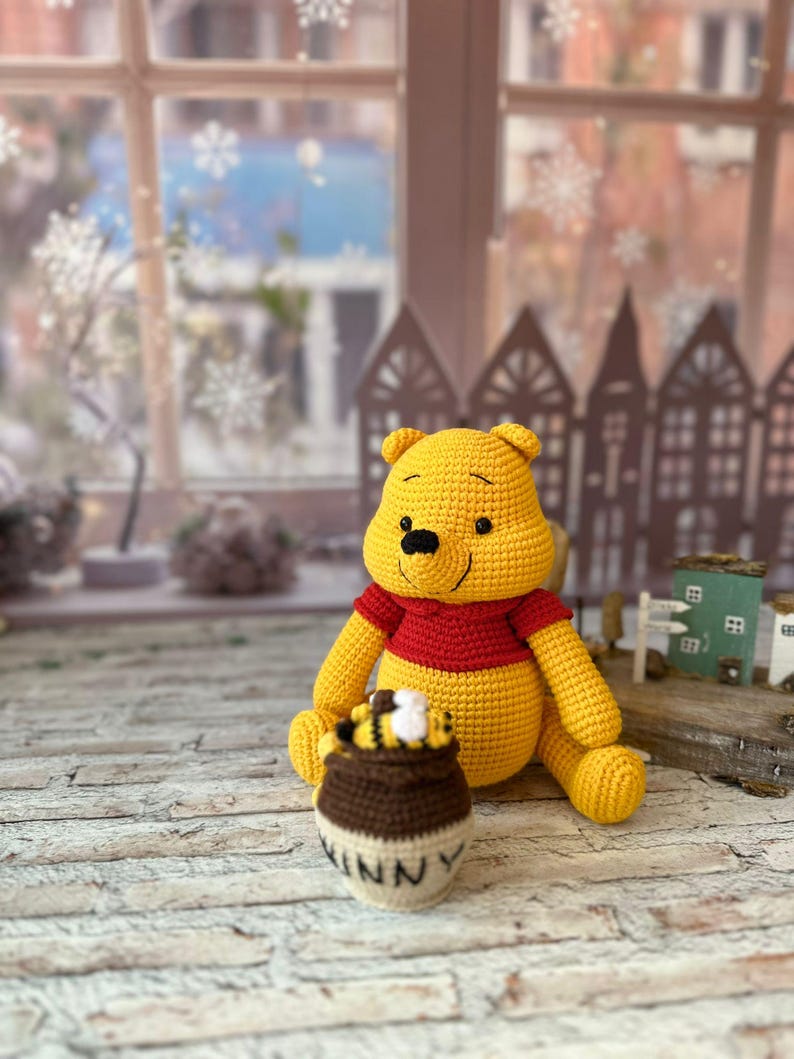 Knitted Winnie the Pooh ,winnie the Pooh Plush, Amigurumi Winnie the ...