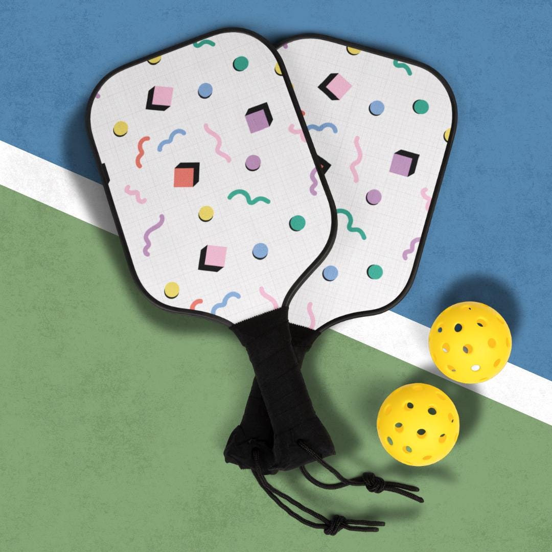 Retro 90s Pickleball Paddle Set Cute Pickleball Paddles Gift Couple's ...