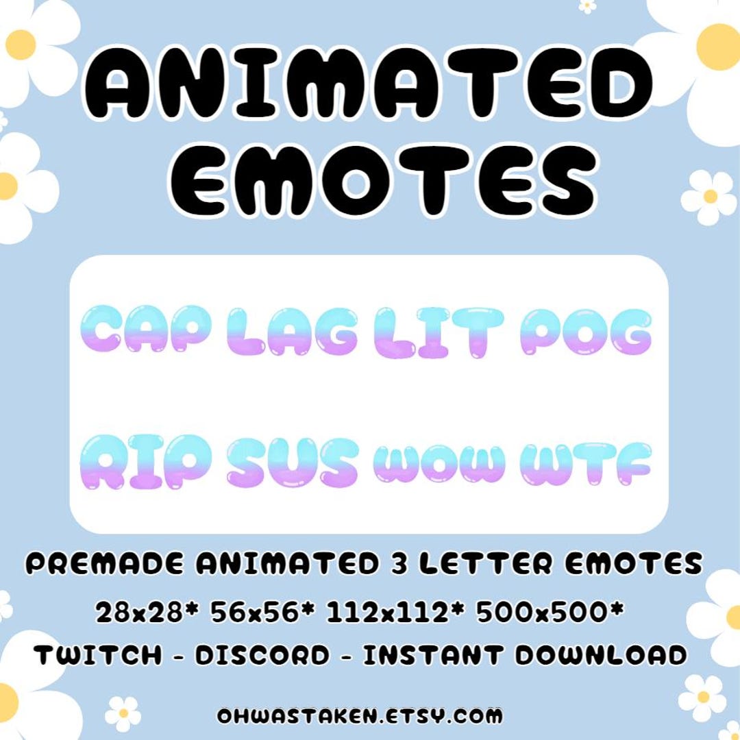 Animated Text Emotes Cap Lag Lit Pog Rip SUS Wow Wtf - Etsy