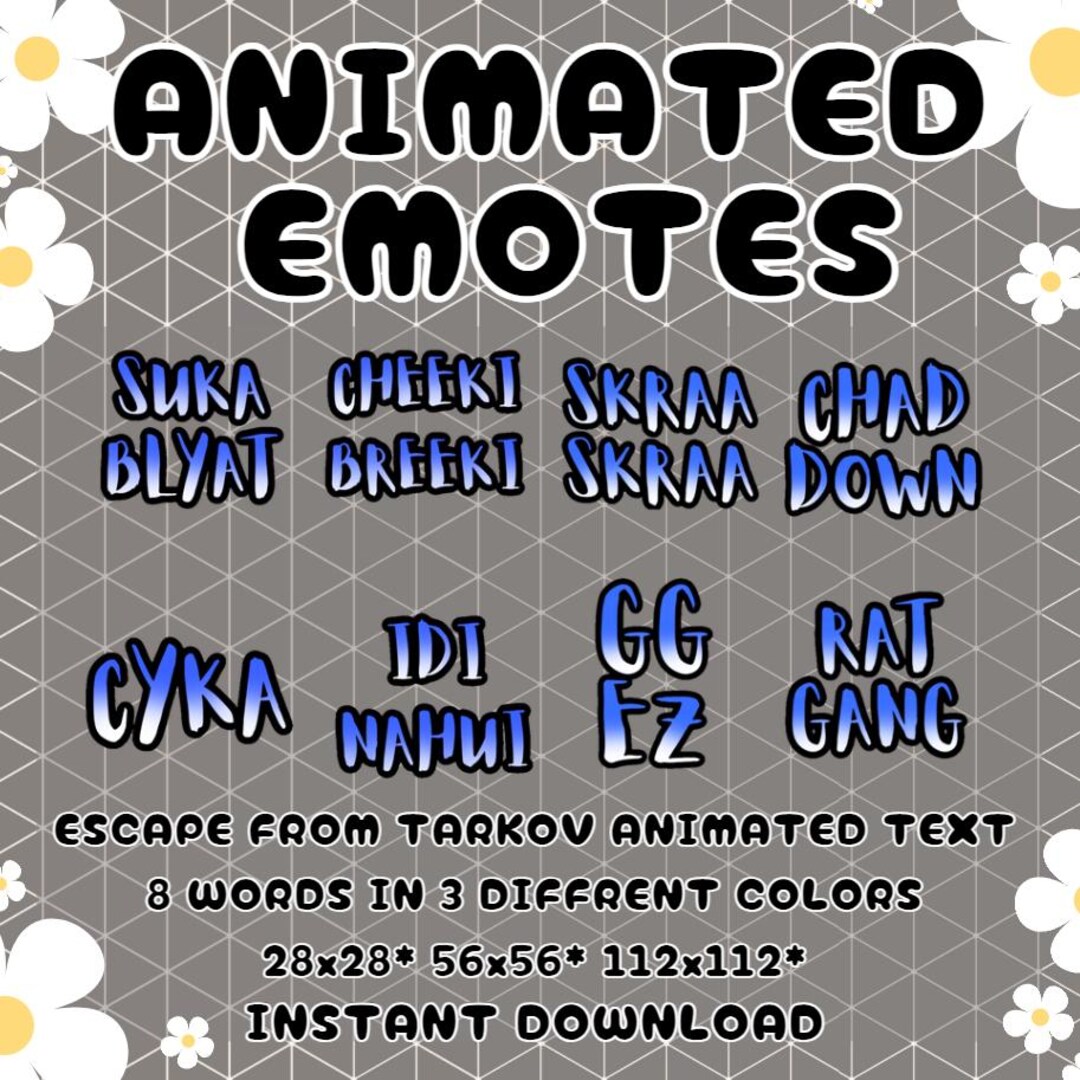 Escape From Tarkov Animated Text Emotes 8 Words in 3 Colors Twitch ...