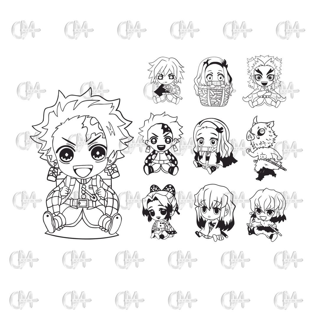 10 Demon Slayer Digital Art Prints Instant Download Anime Wall Art ...