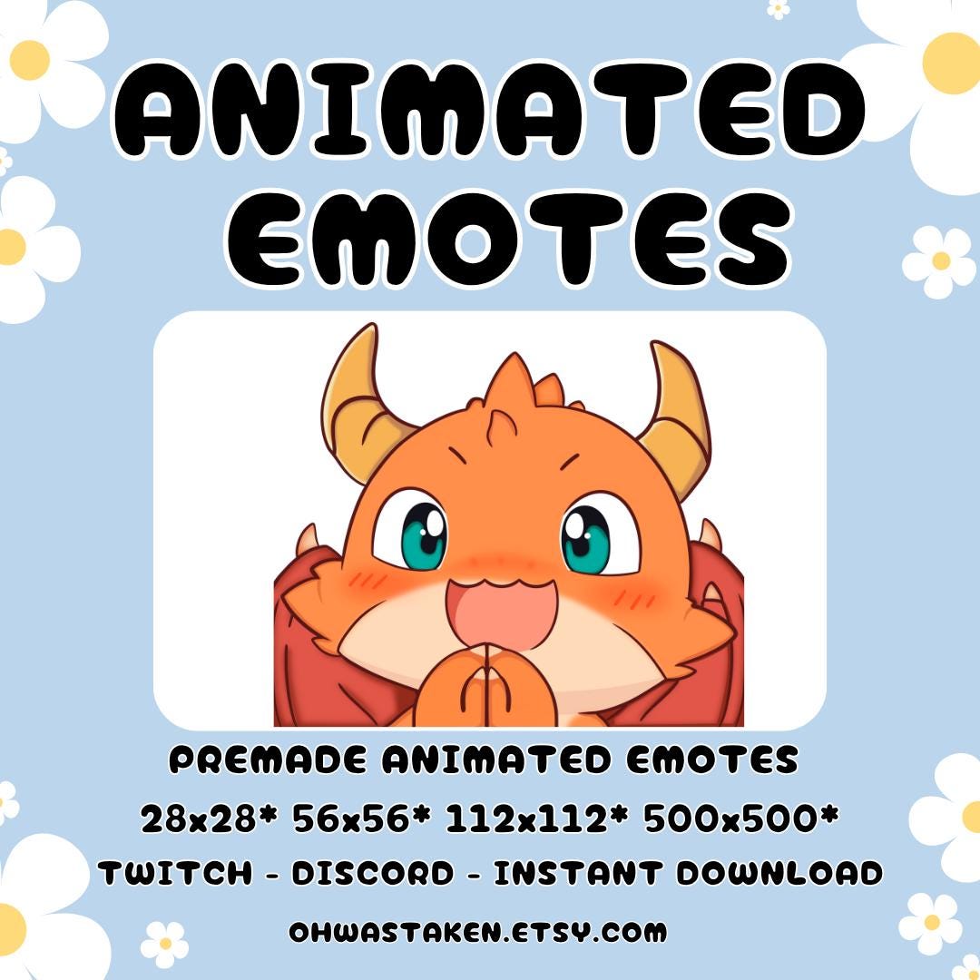 Premade Animated Dragon Emote | Cute Dragon Clap for Twitch & Discord ...