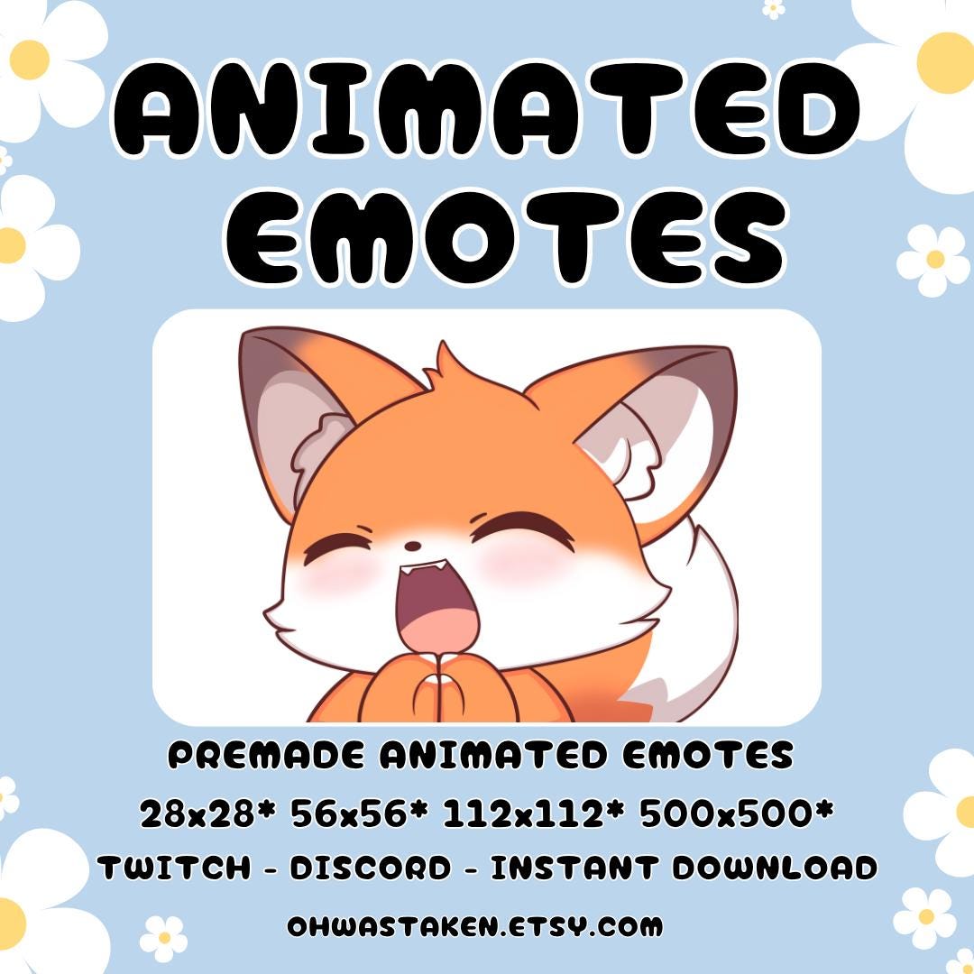 Premade Animated Fox Emote | Cute Fox Clap for Twitch & Discord - Etsy