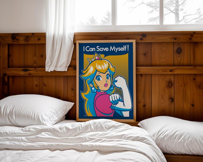 Princess Peach Poster Super Mario Wall Art Princess Peach Mario Poster ...