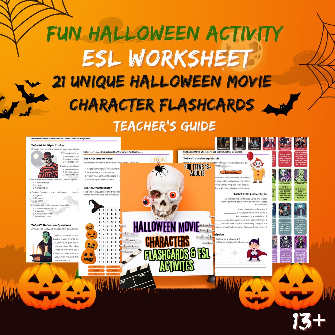 Halloween Movie Characters Flashcards & ESL Worksheet Printable ...