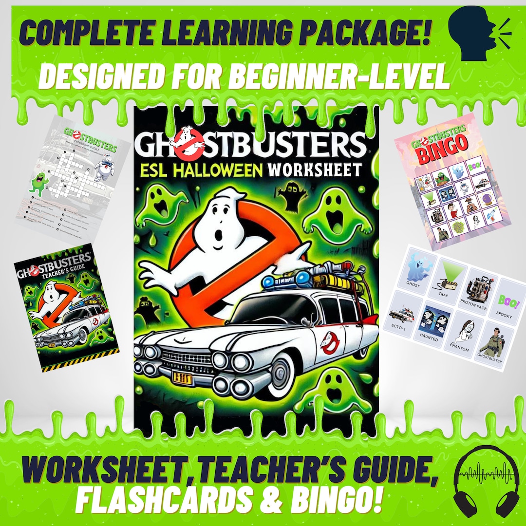 Halloween ESL Worksheet for Beginners, Engaging Ghostbusters Flashcards ...