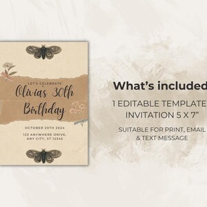 Rustic Birthday Party Invitation Template, Natural Earthy Invite, Craft ...