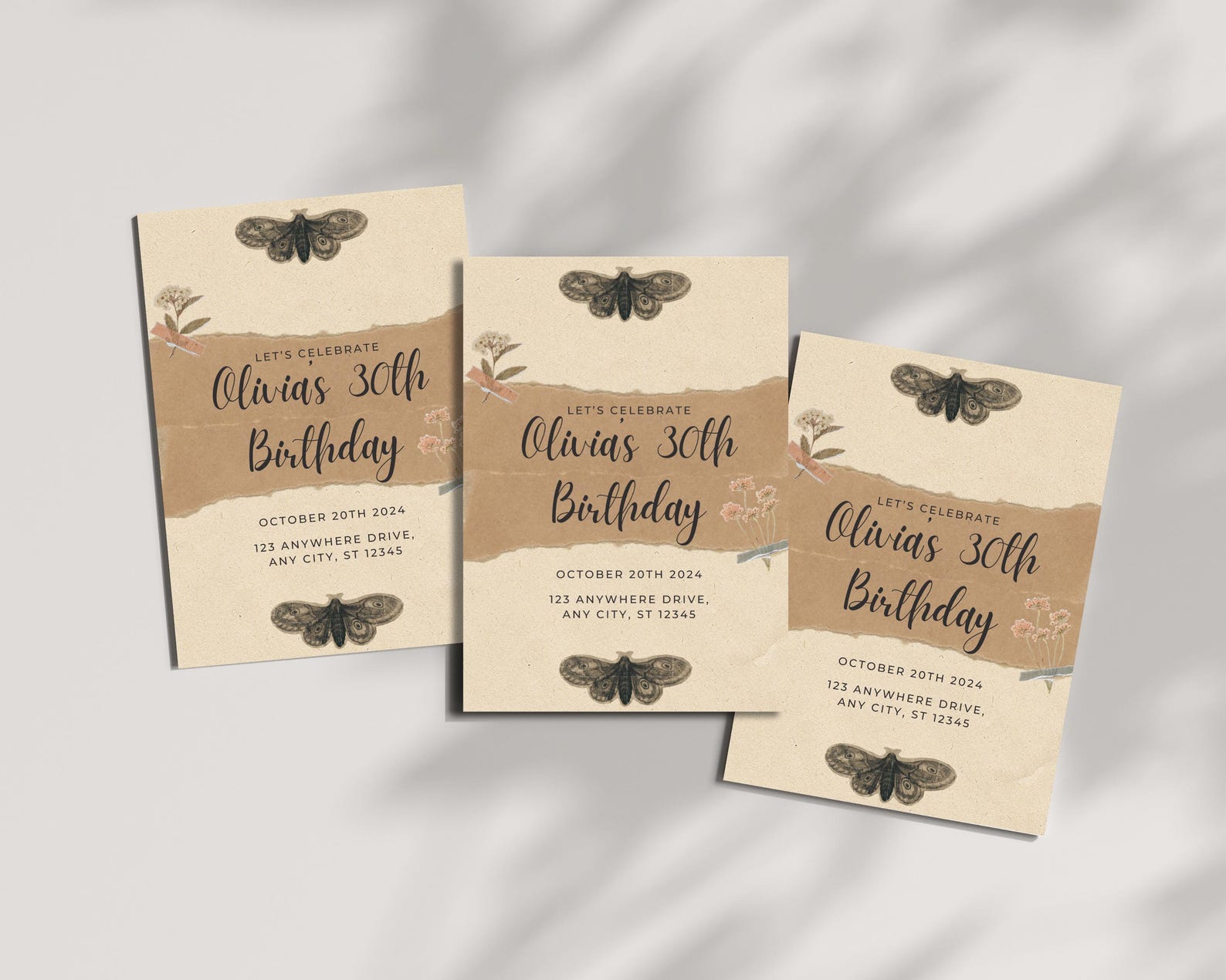 Rustic Birthday Party Invitation Template, Natural Earthy Invite, Craft ...