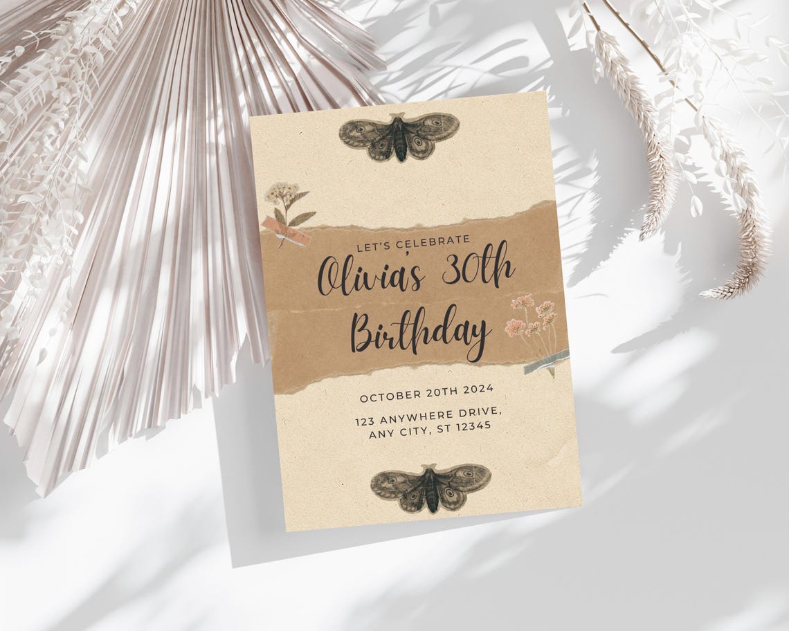 Rustic Birthday Party Invitation Template, Natural Earthy Invite, Craft ...
