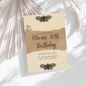 Rustic Birthday Party Invitation Template, Natural Earthy Invite, Craft ...