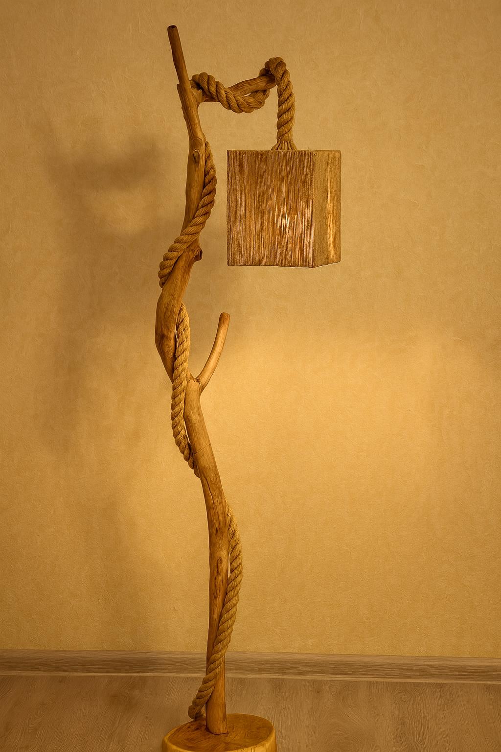 Handmade Wooden Floor Lamp/ Rustic Style Lamp for Bedroom / Living Room ...