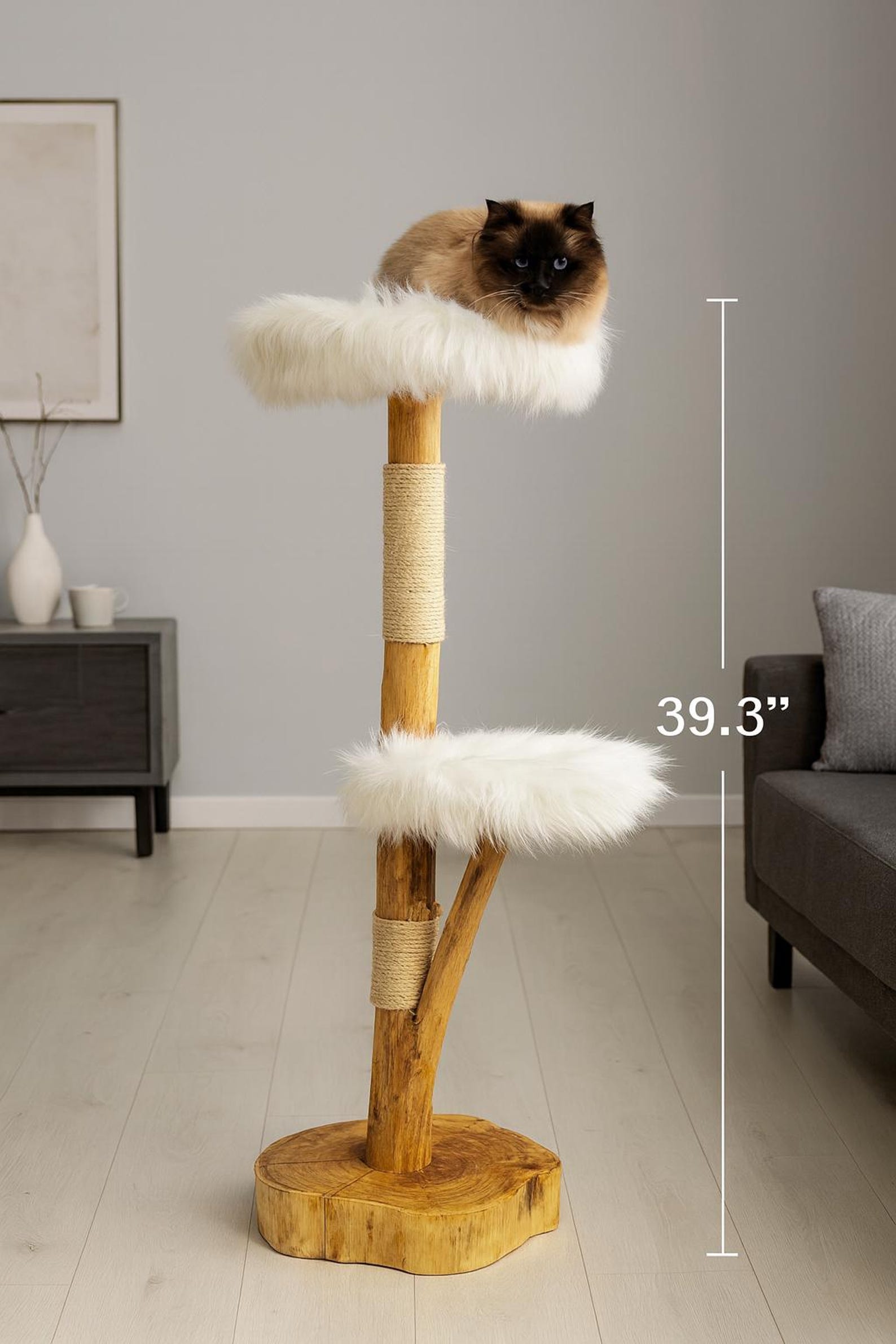 Cat Kingdom Tower / Wooden Cat Tree / Shelves / Condo Bed / Scratch ...