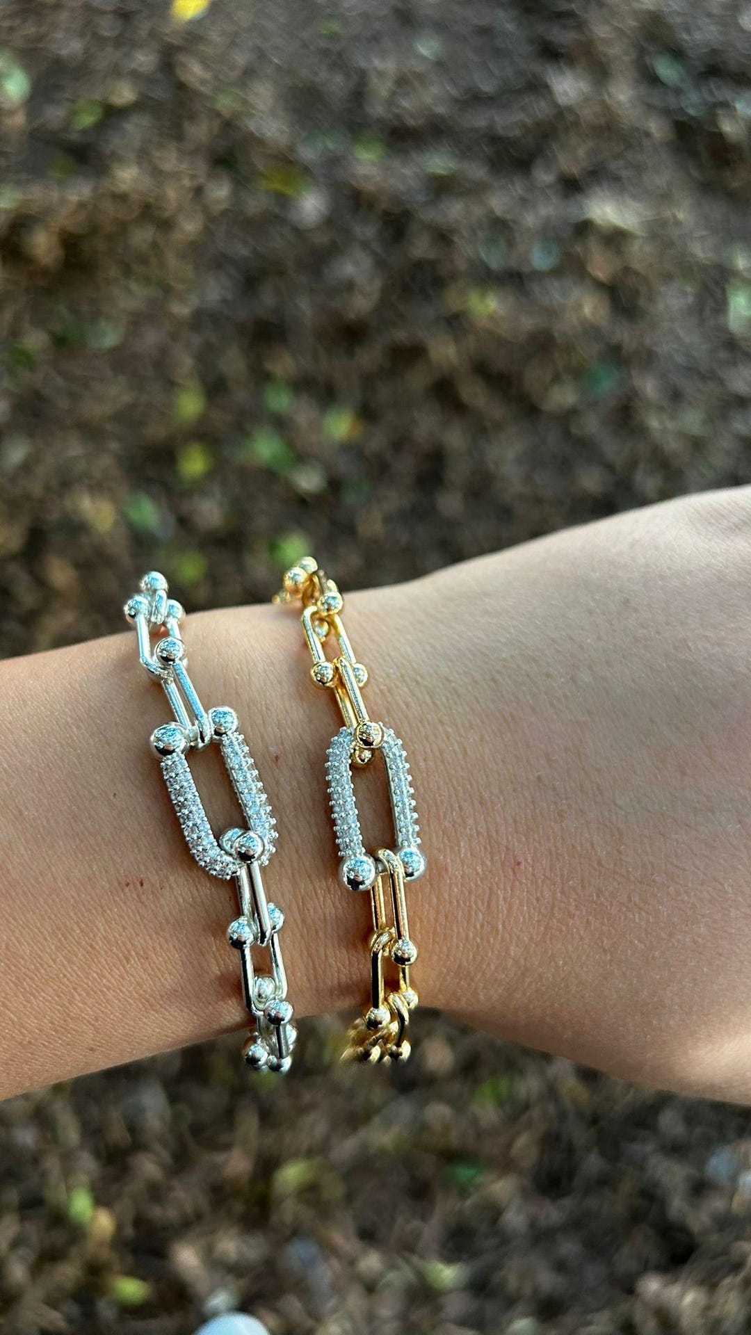 Gold Zircon U Shape Bracelet, Statement Bracelet Hardware U Shaped ...