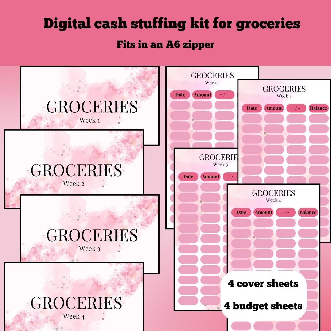 Digital Cash Stuffing Kit for Weekly Groceries A6 / Budget Sheets ...
