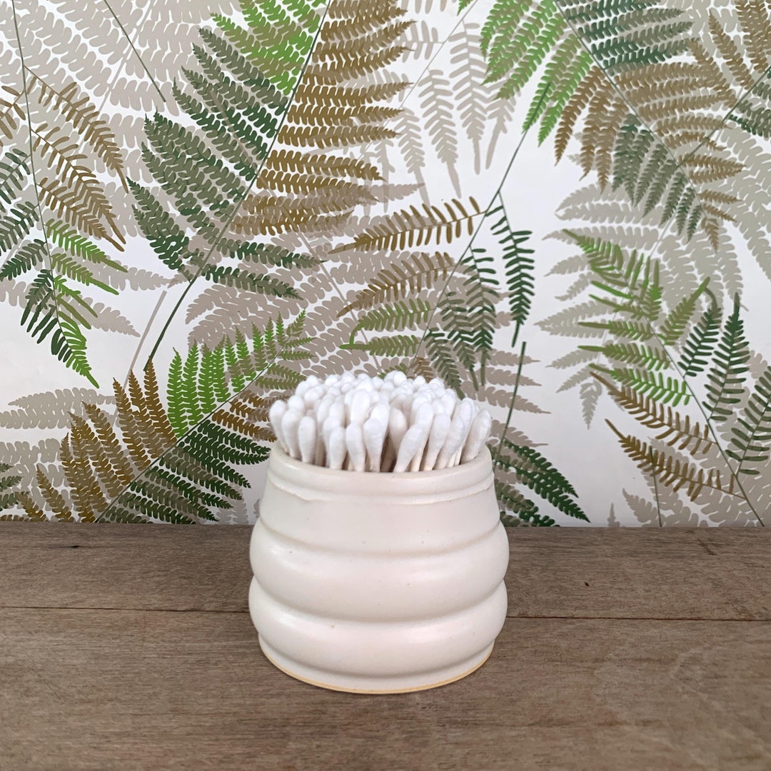 Ceramic Q-tip Holder / Small Wheel Thrown Pot / Textured Pottery - Etsy