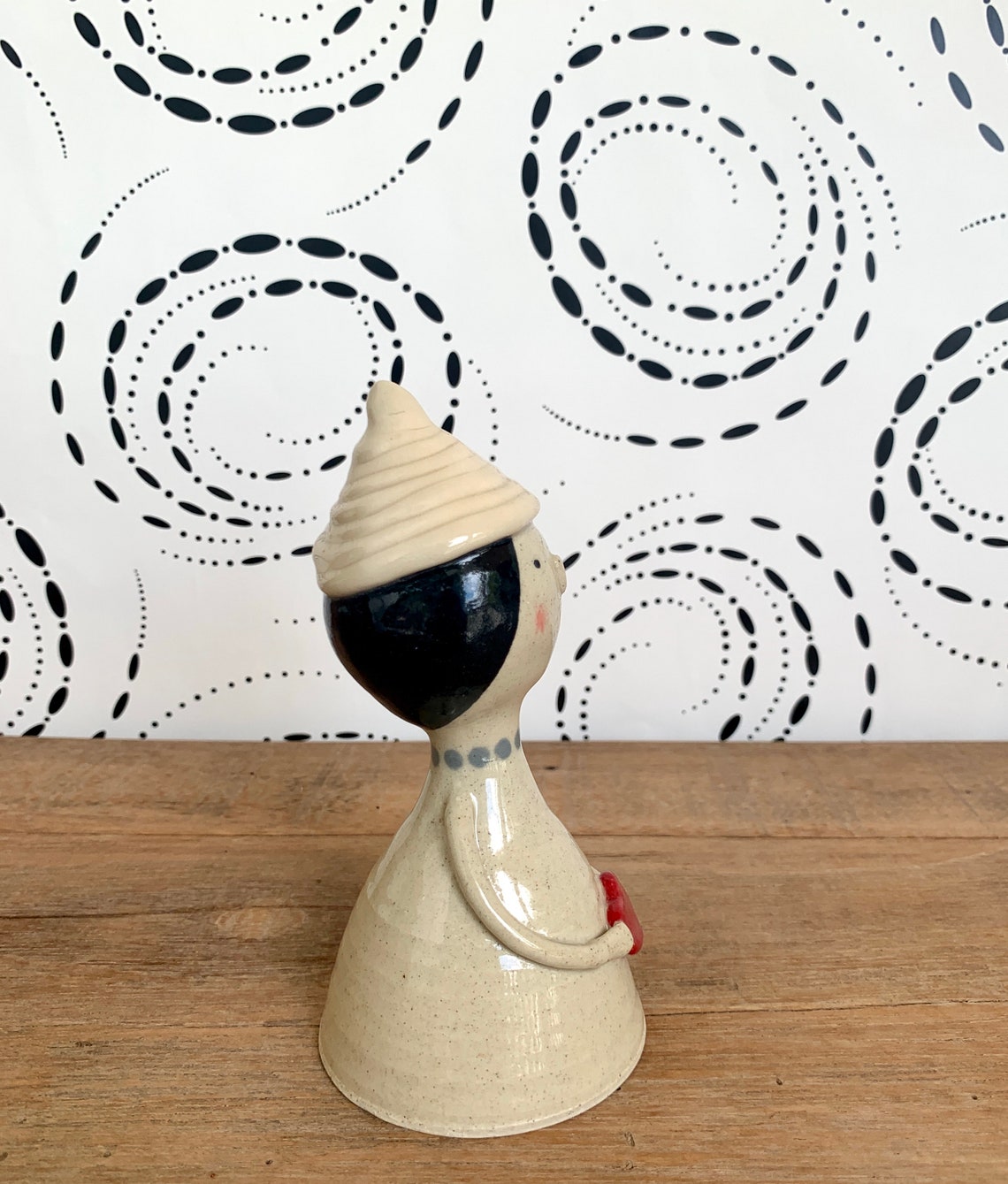 Handmade Ceramic Person Sculpture / Girl With Heart / Cute Whimsical ...