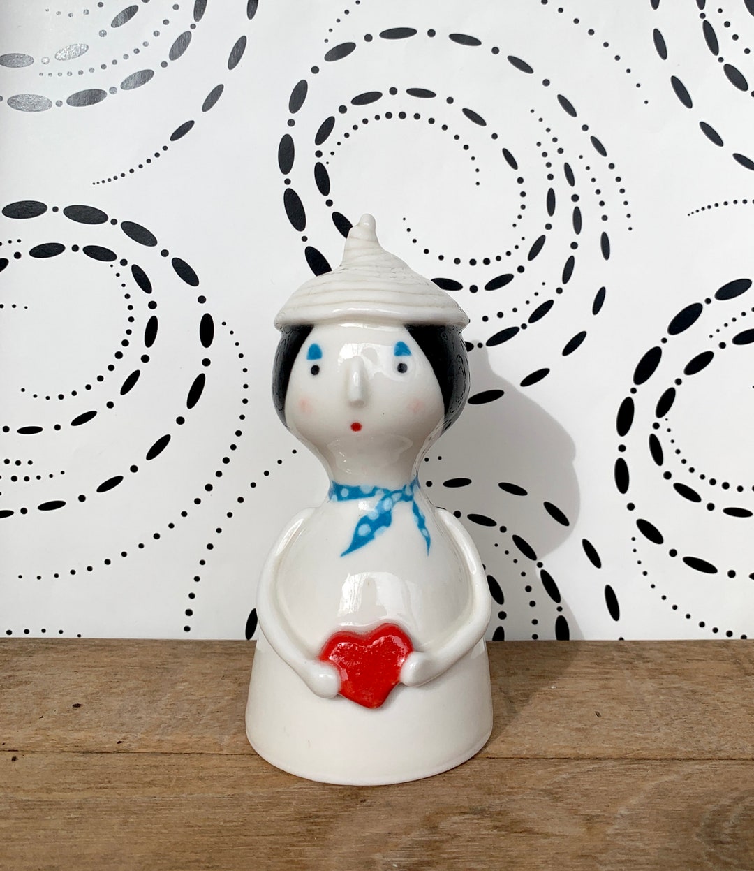 Handmade Porcelain Person Sculpture / Girl with Heart / Ceramic Doll ...