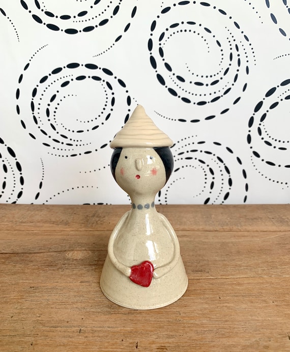 Handmade Ceramic Person Sculpture / Girl With Heart / Cute | Etsy