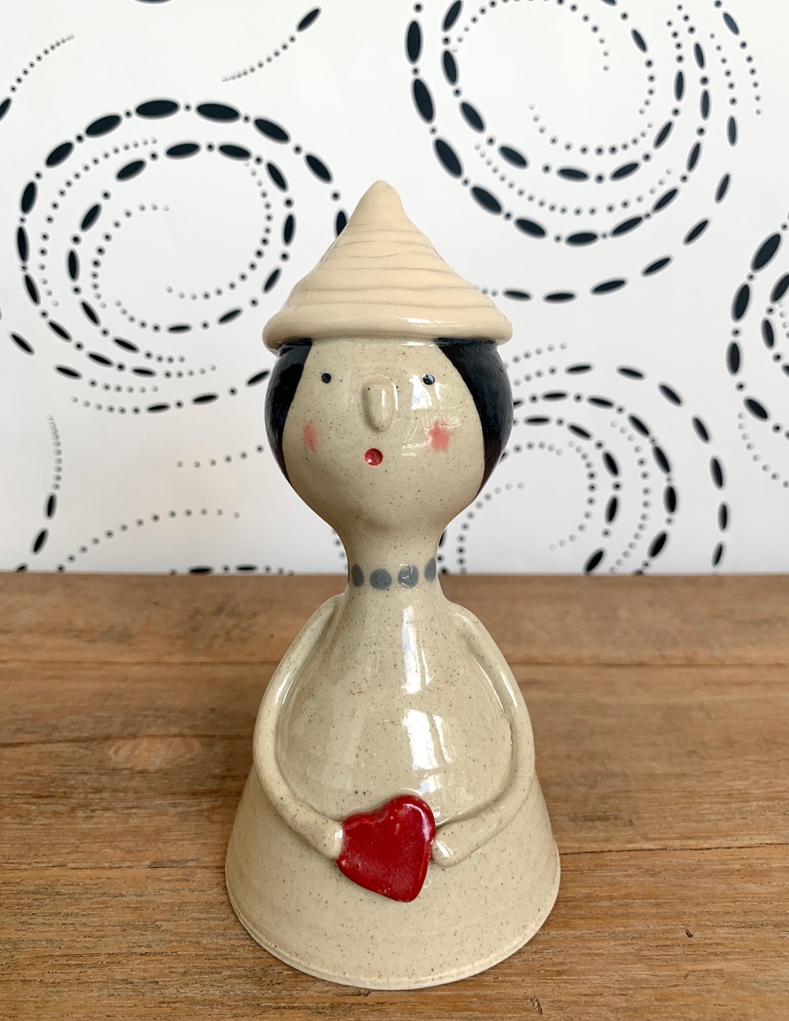 Handmade Ceramic Person Sculpture / Girl With Heart / Cute Whimsical ...