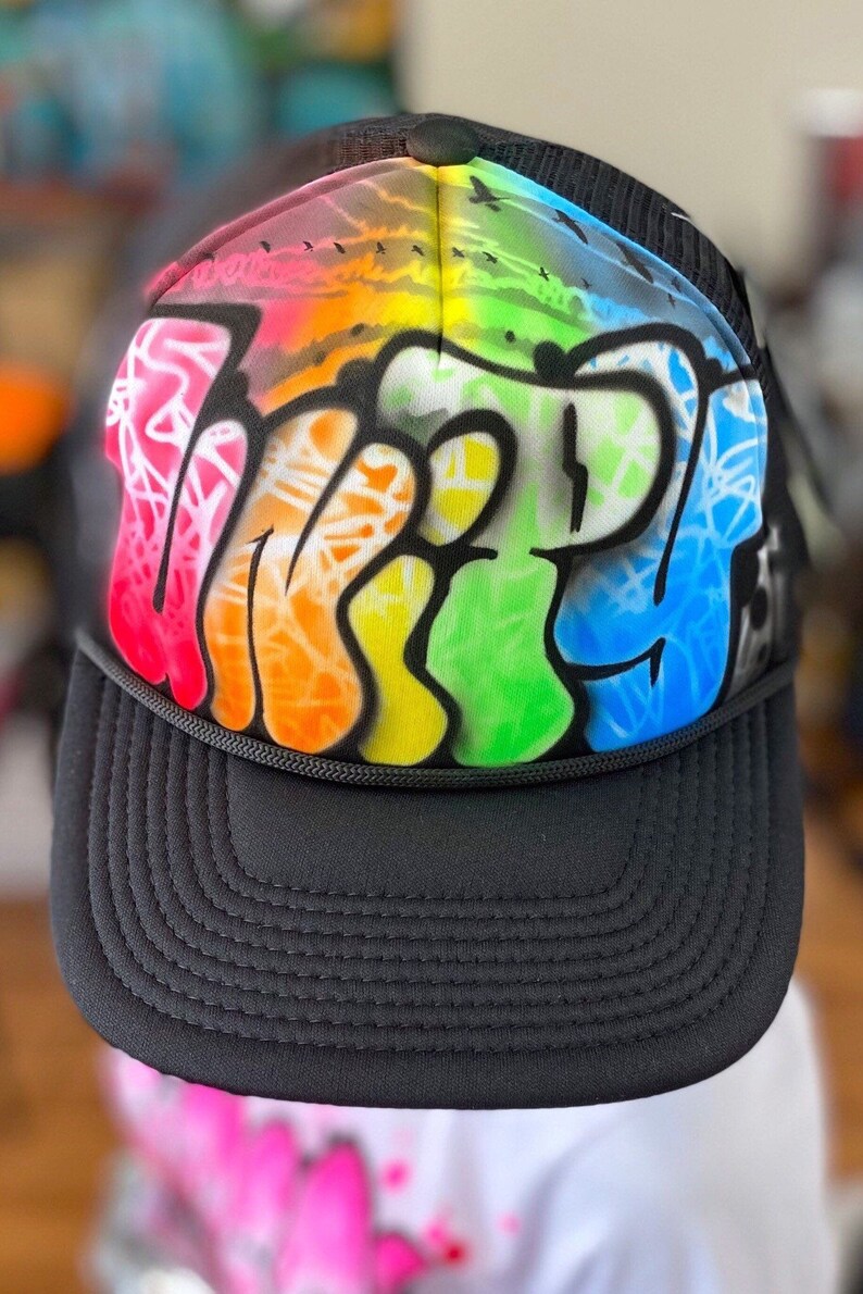 Airbrush Graffiti Trucker Hats Custom Personalized Online - Etsy