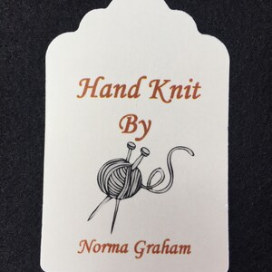 Hand Knit BY Hang Tags Labels - Custom - Personalized Knitting Tag ...