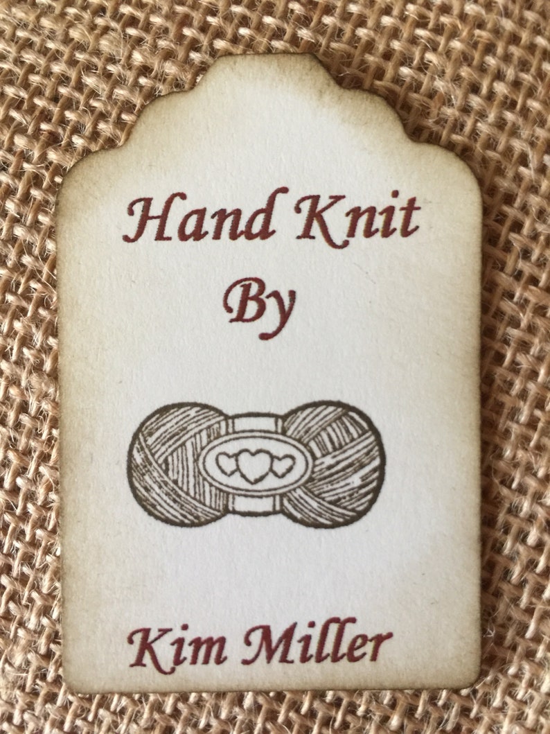 Hand Knit BY Hang Tags Labels - Custom - Personalized Knitting Tag ...