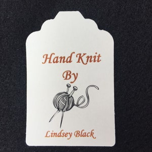 Hand Knit BY Hang Tags Labels - Custom - Personalized Knitting Tag ...