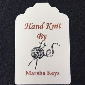 Hand Knit BY Hang Tags Labels - Custom - Personalized Knitting Tag ...