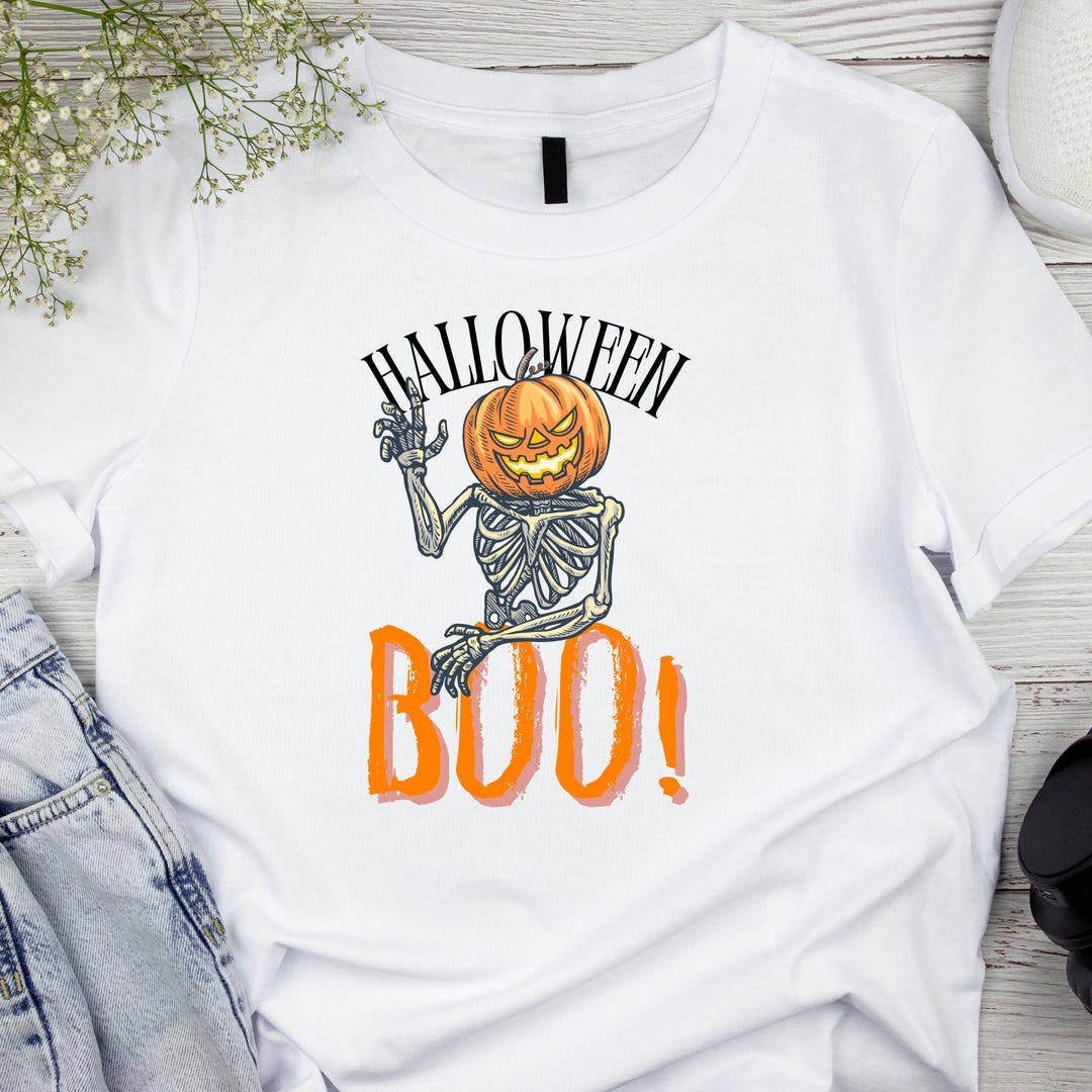 Halloween Boo Skeleton Png ,spooky Pumpkin Png for T-shirts, Stickers ...