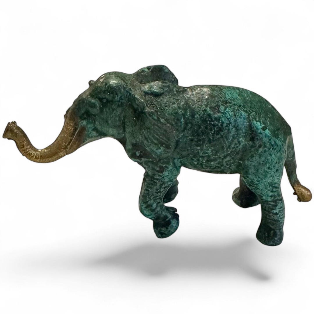 Solid Brass Small Elephant With Patina Figurine Good Fortune 3.5"x2" - Etsy