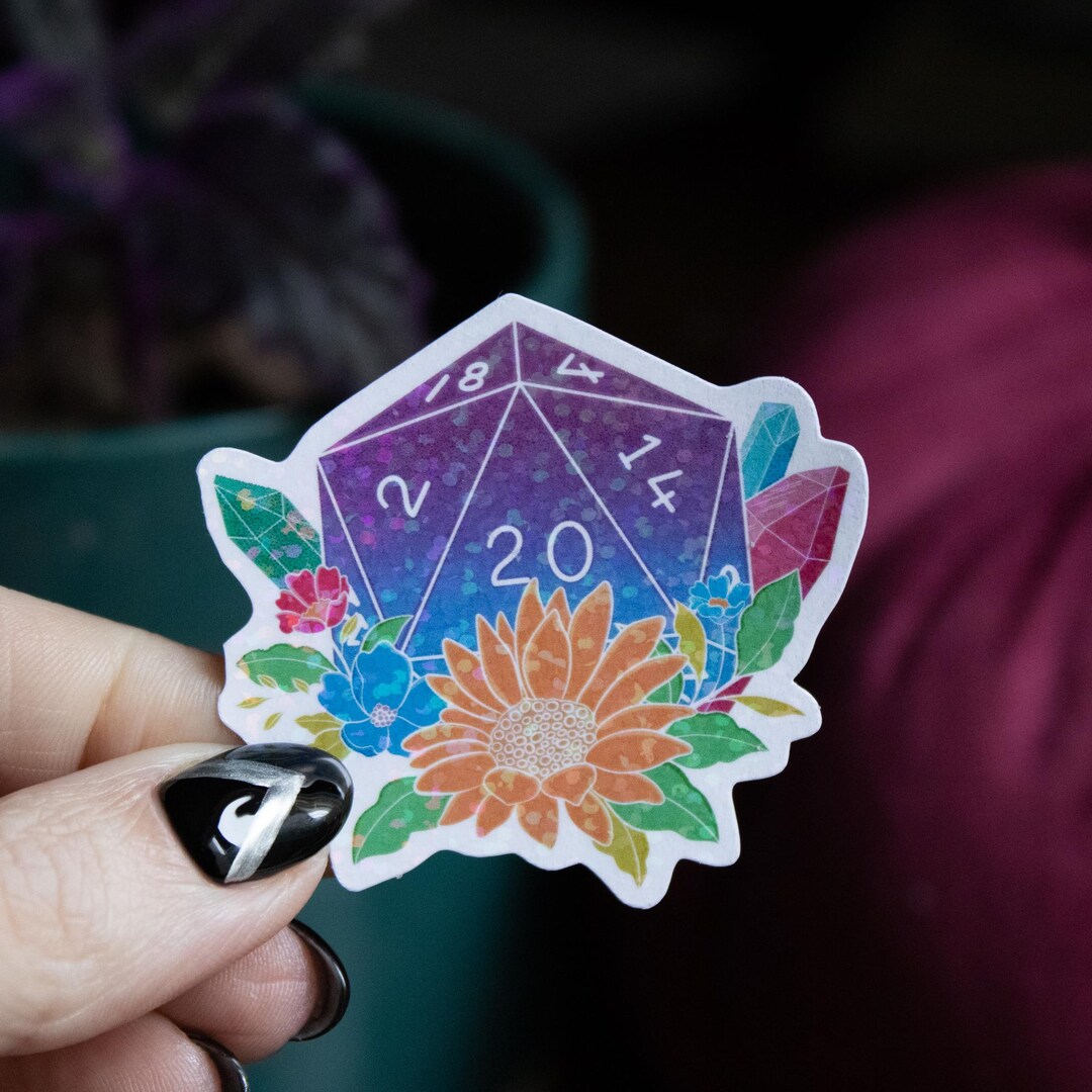 Sparkly Dnd D20 Sticker Dungeons and Dragons, D20 Stickers, Dice ...