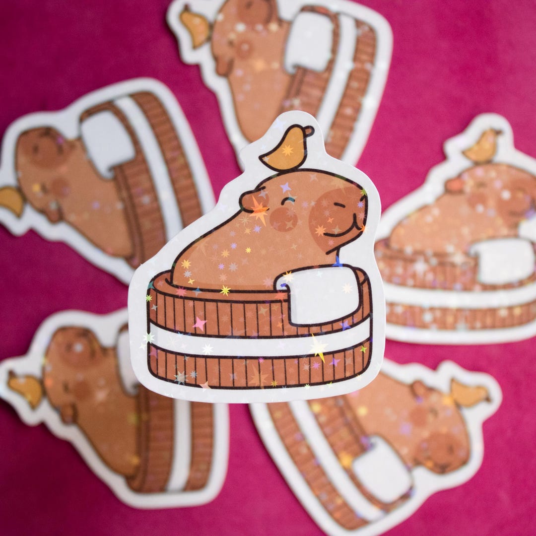 CLEARANCE Capybara in Bath Sticker Animals, Cute, Kawaii Stickers ...