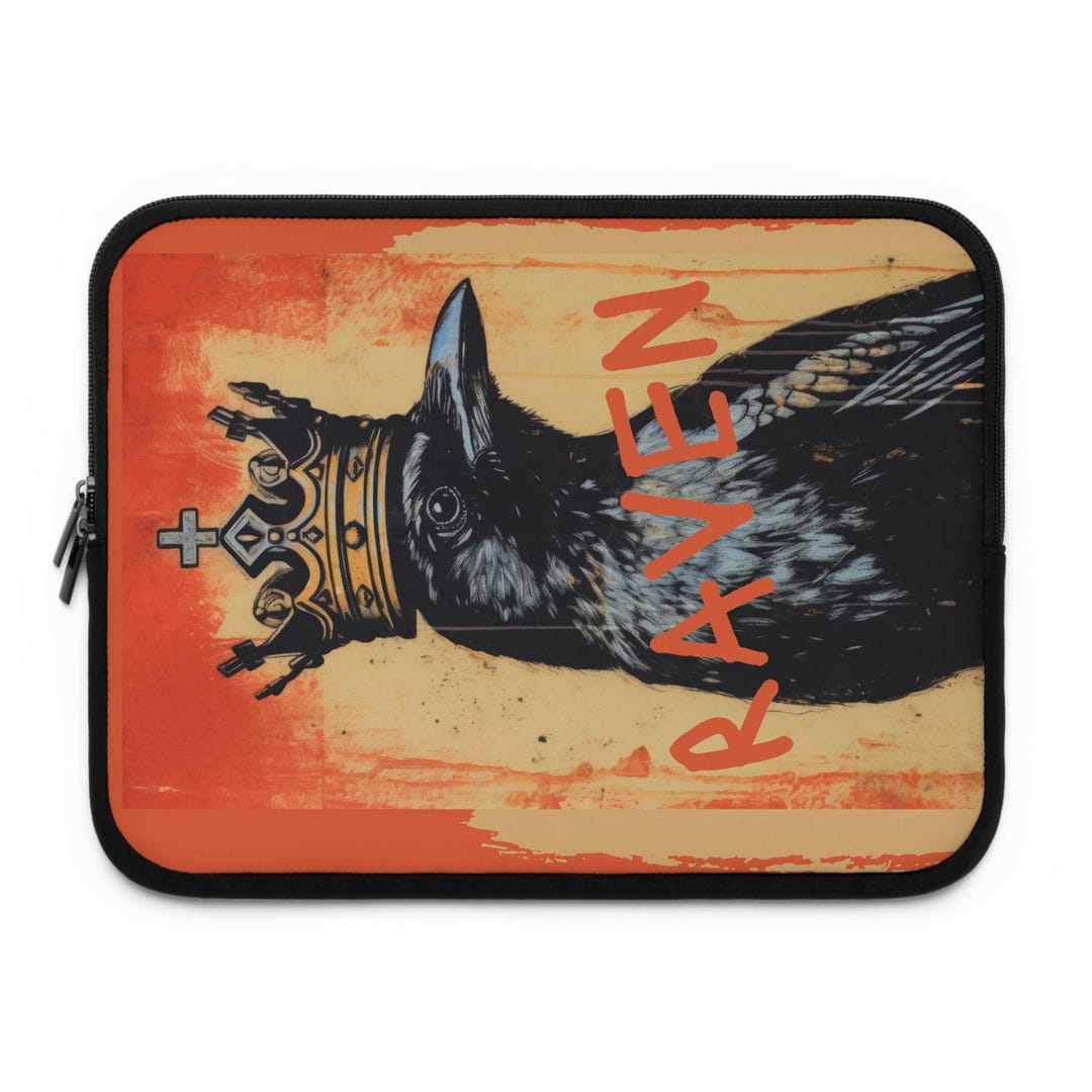 Graffiti Gothic Raven Laptop Sleeve, Artistic Tech Case, Personalized ...