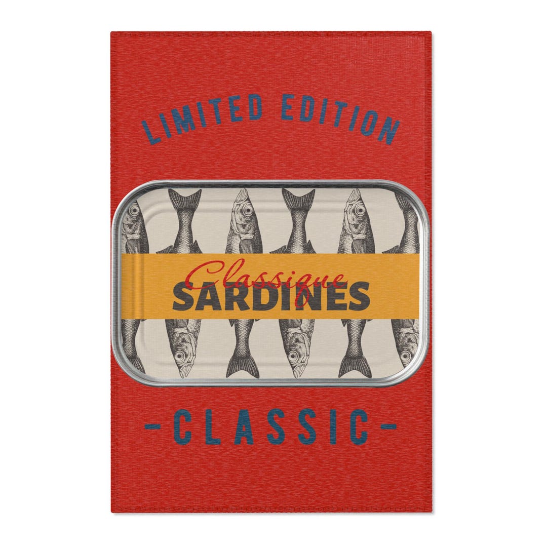Vintage Style Sardines Area Rug - Vintage Style Floor Mat, Coastal ...