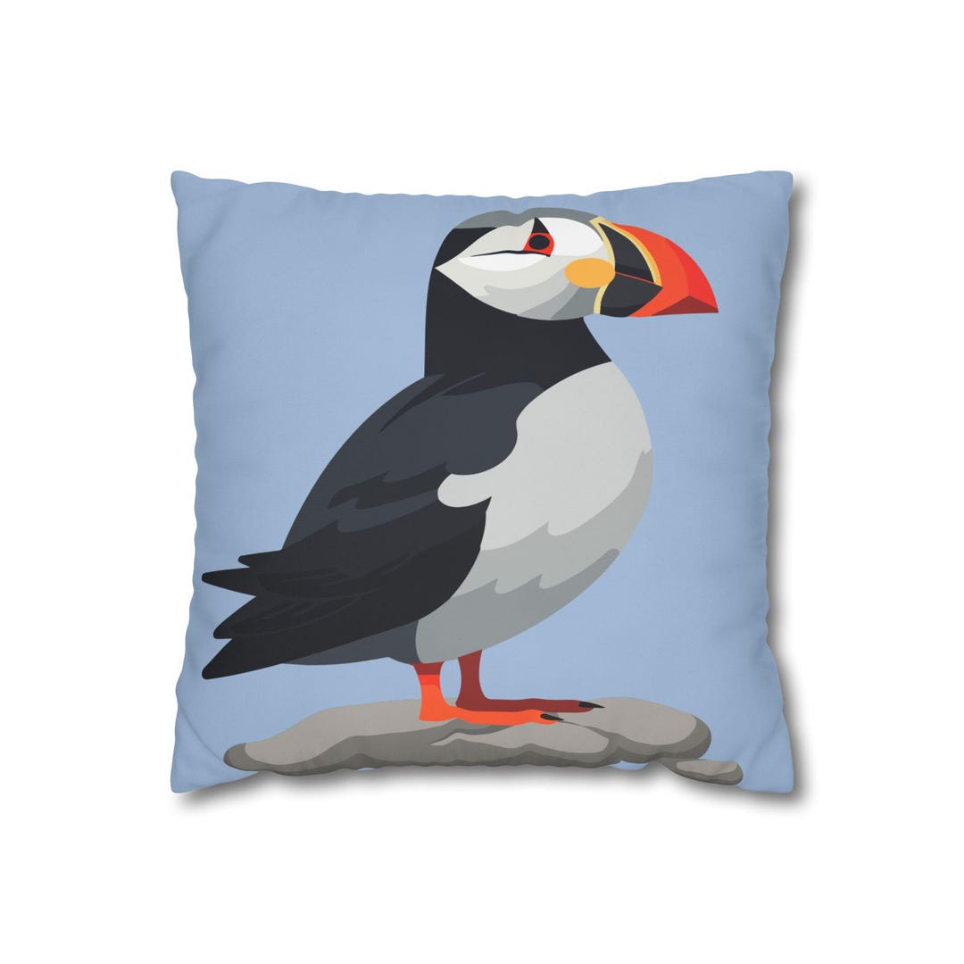 Coastal Chic: Scottish Puffin on Rocks Pillow - Seashore Decor ...