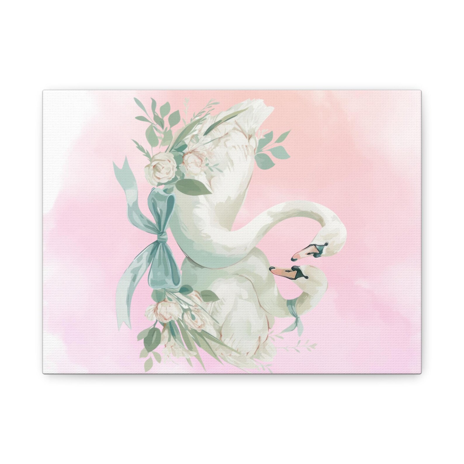 Rococo Coquette Style Matte Canvas Art, 12x9 Inches - Swan Mating Pair ...