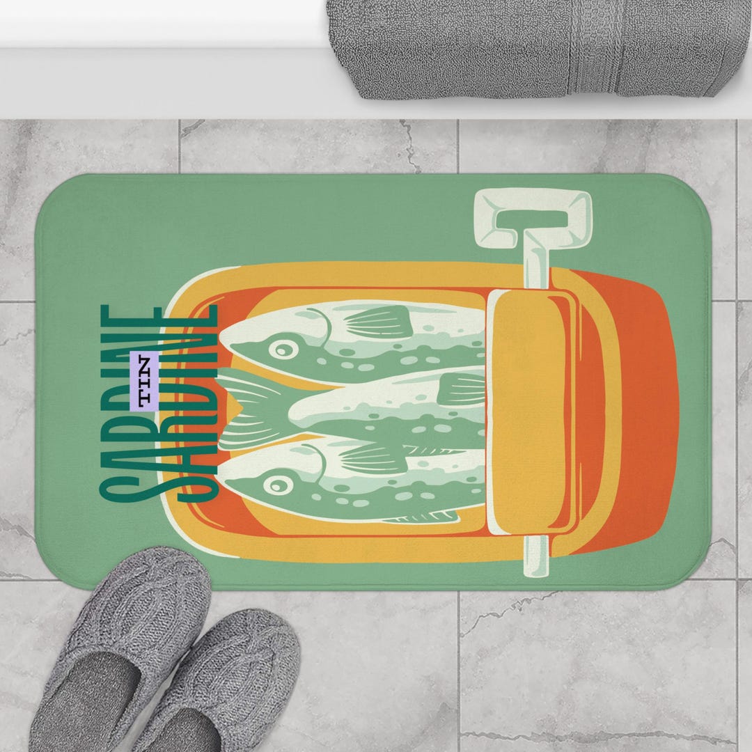 Sardine Can Bath Mat - Fun Bathroom Decor, Coastal Vibes, Fishing ...