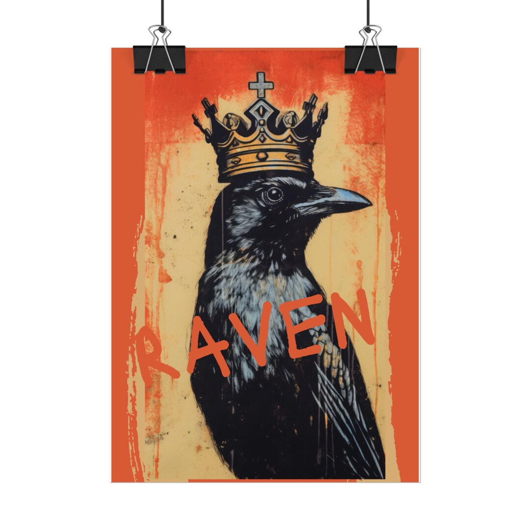Crowned Raven Art Print – Regal Bird Bohemian Wall Decor (digital ...