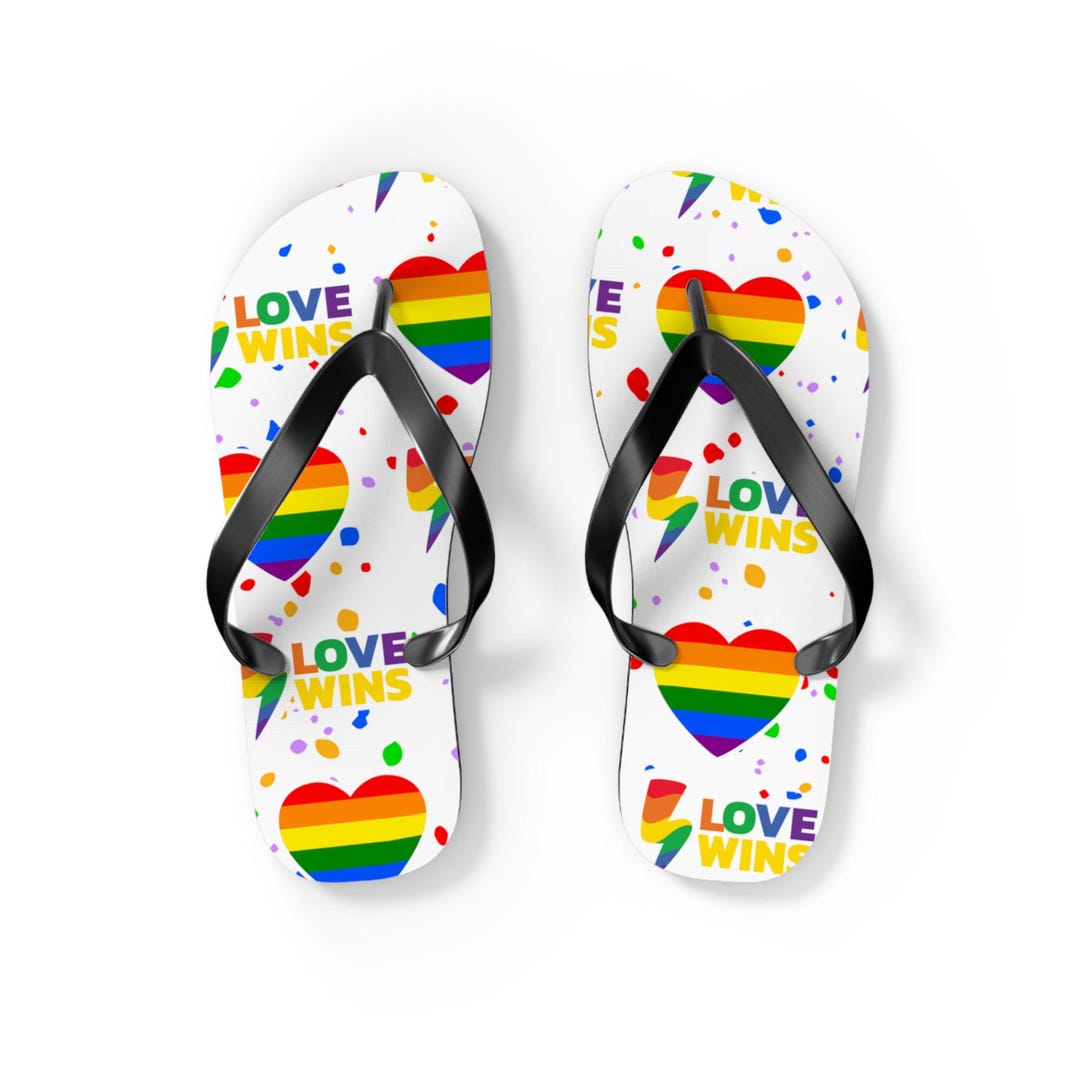 Pride Flip Flops | Love Wins Sandals for LGBTQ+ Celebrations, Beachwear ...