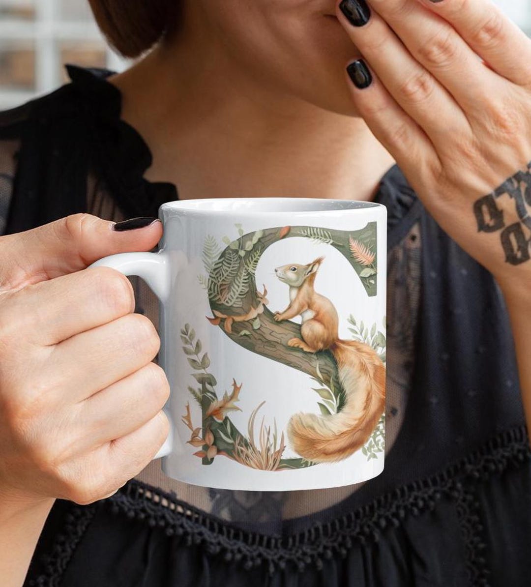 Woodland Letter S Alphabet Letter S Squirrel Woodlands, Fairycore Mug ...