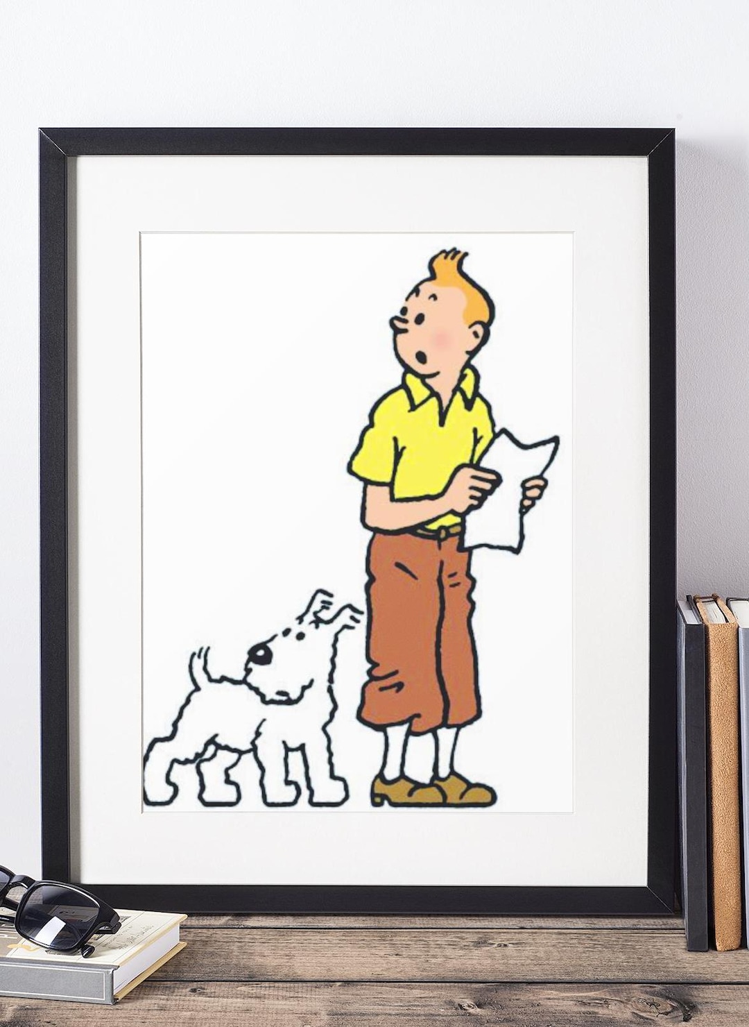The Adventures of Tintin and Snowy Reading With Cute Dog Poster Ideal ...